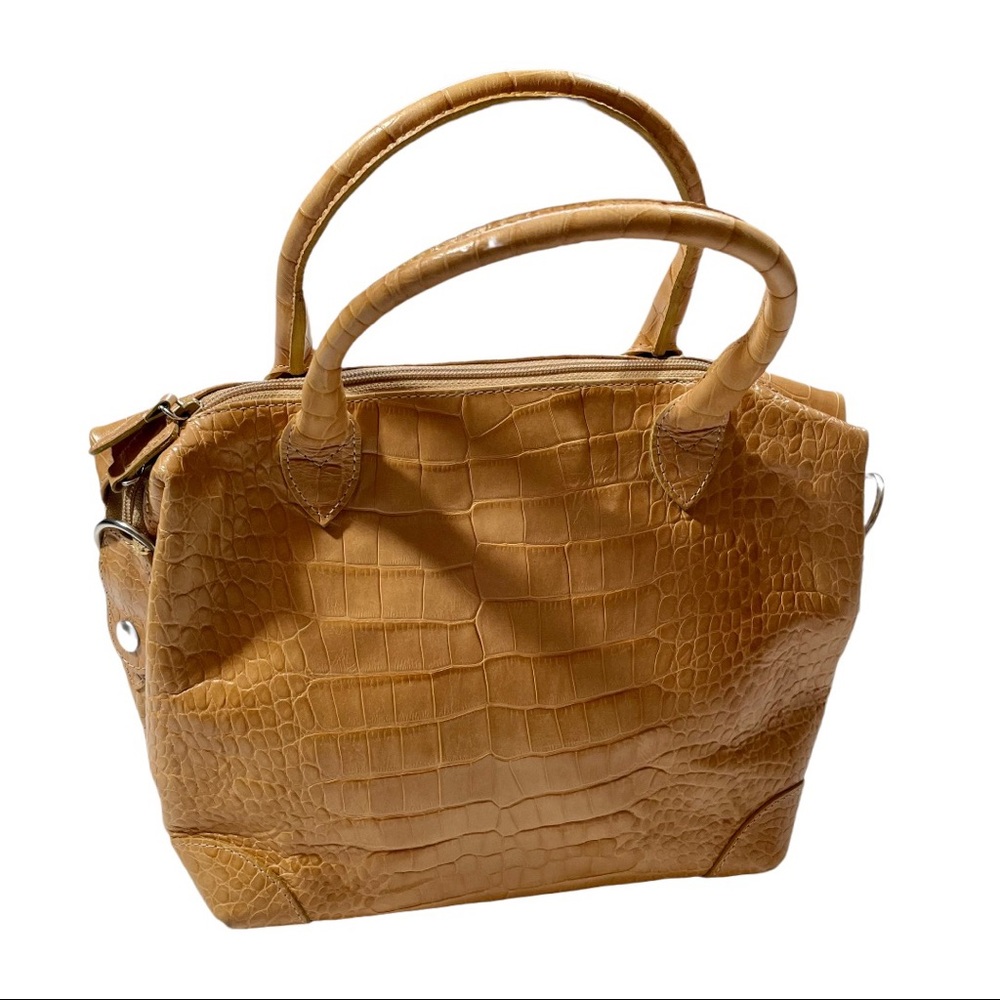 Tan Crocodile Alligator Print Purse Handbag Shoulder … - Gem